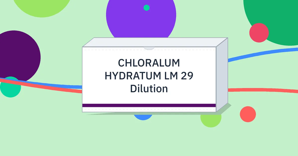 Symbolbild: Packung mit der Aufschrift CHLORALUM HYDRATUM LM 29 Dilution (PZN 13444282) – Verfügbarkeit und Bezug in Apotheken in Frankfurt am Main