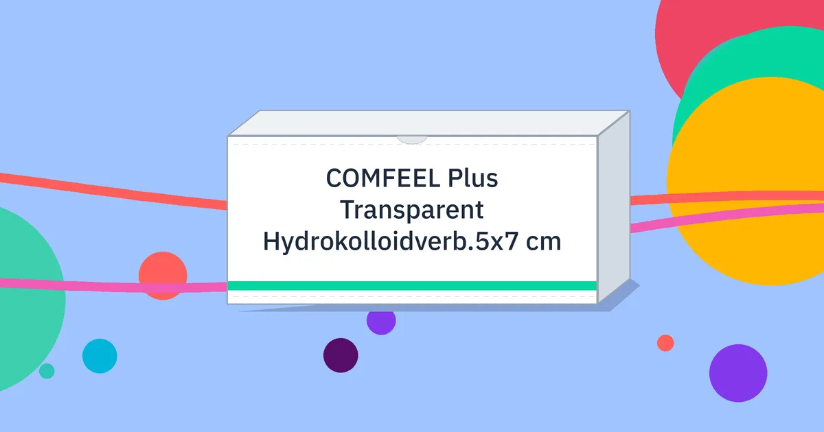 Symbolbild: Packung mit der Aufschrift COMFEEL Plus Transparent Hydrokolloidverb.5x7 cm (PZN 20164985) – Verfügbarkeit und Bezug in Apotheken in Frankfurt am Main