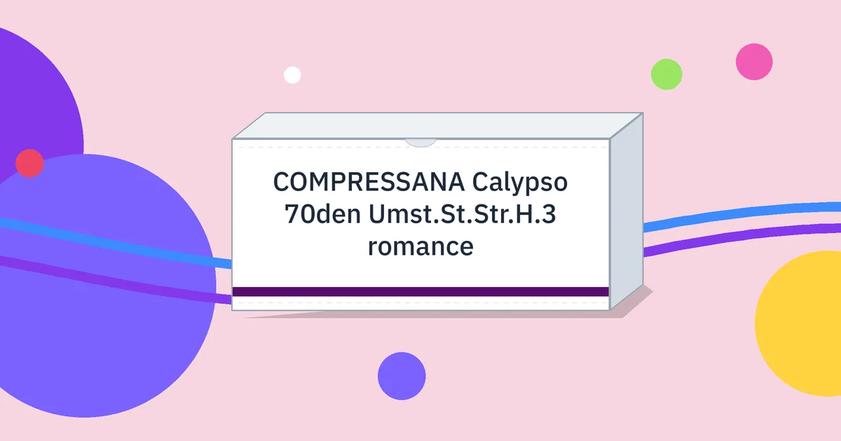 Symbolbild: Packung mit der Aufschrift COMPRESSANA Calypso 70den Umst.St.Str.H.3 romance (PZN 07719119) – Verfügbarkeit und Bezug in Apotheken in Frankfurt am Main