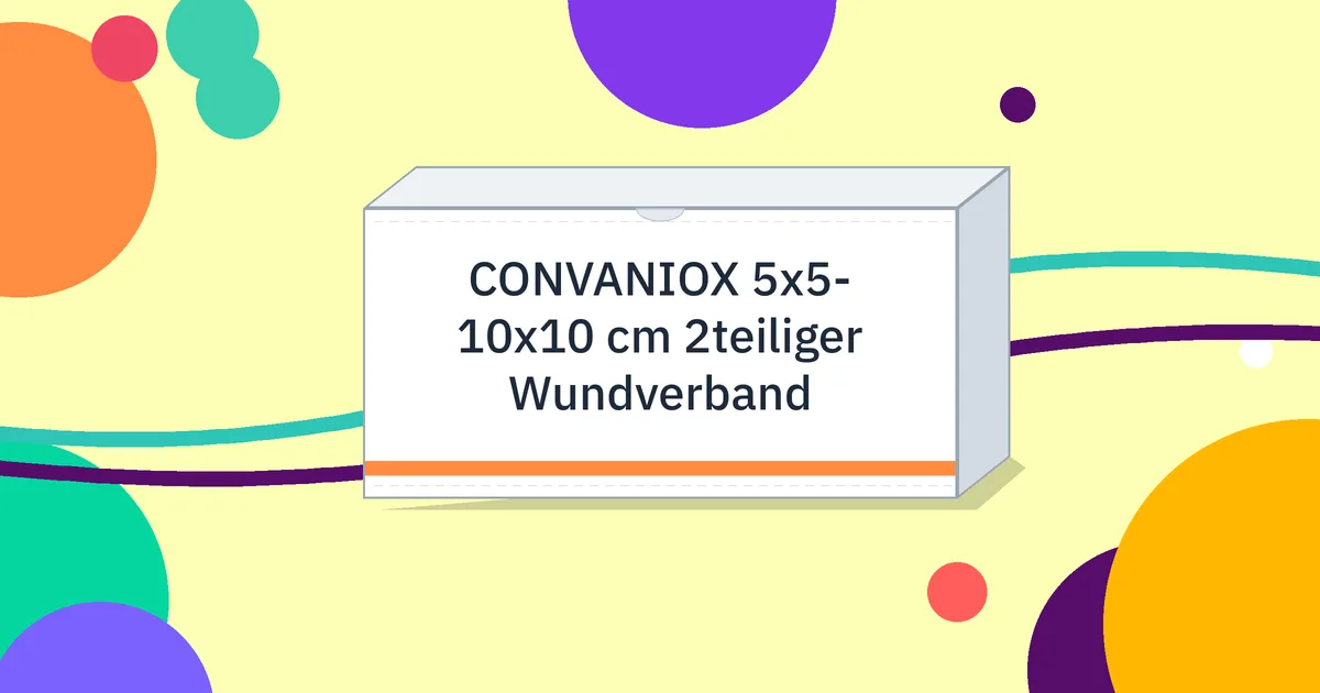 Symbolbild: Packung mit der Aufschrift CONVANIOX 5x5-10x10 cm 2teiliger Wundverband (PZN 20000284) – Verfügbarkeit und Bezug in Apotheken in Frankfurt am Main