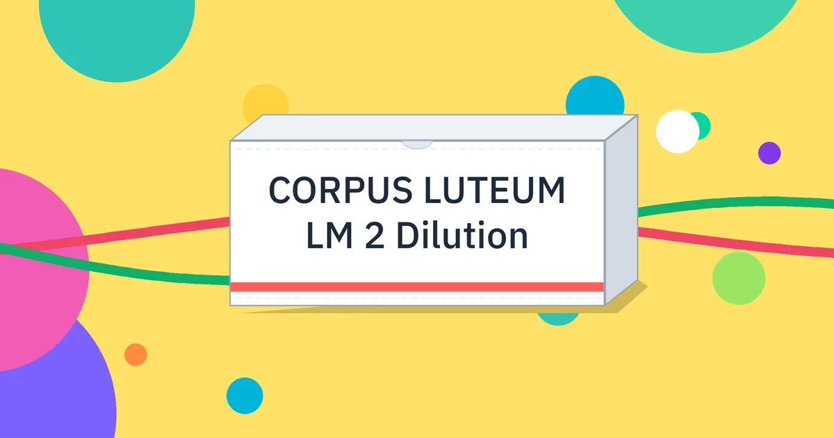Symbolbild: Packung mit der Aufschrift CORPUS LUTEUM LM 2 Dilution (PZN 12834779) – Verfügbarkeit und Bezug in Apotheken in Frankfurt am Main