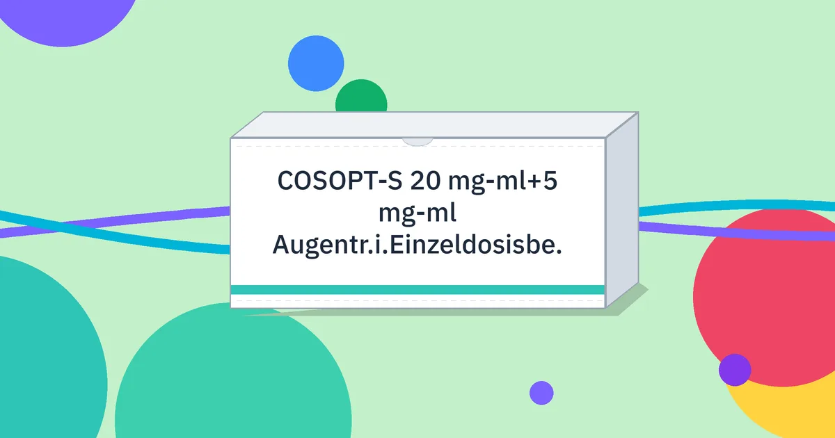 Symbolbild: Packung mit der Aufschrift COSOPT-S 20 mg-ml+5 mg-ml Augentr.i.Einzeldosisbe. (PZN 10535995) – Verfügbarkeit und Bezug in Apotheken in Frankfurt am Main