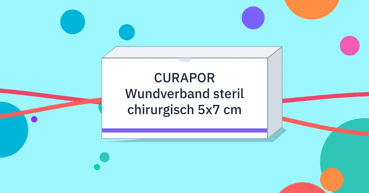Symbolbild: Packung mit der Aufschrift CURAPOR Wundverband steril chirurgisch 5x7 cm (PZN 14029579) – Verfügbarkeit und Bezug in Apotheken in Frankfurt am Main