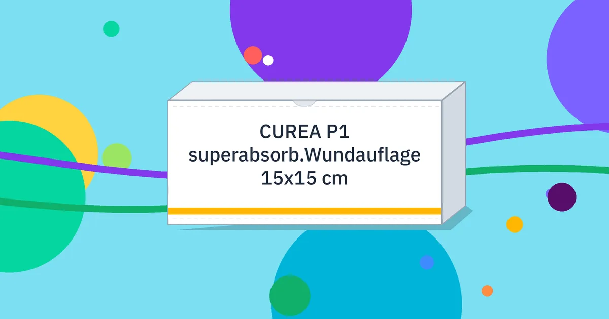 Symbolbild: Packung mit der Aufschrift CUREA P1 superabsorb.Wundauflage 15x15 cm (PZN 10286322) – Verfügbarkeit und Bezug in Apotheken in Frankfurt am Main