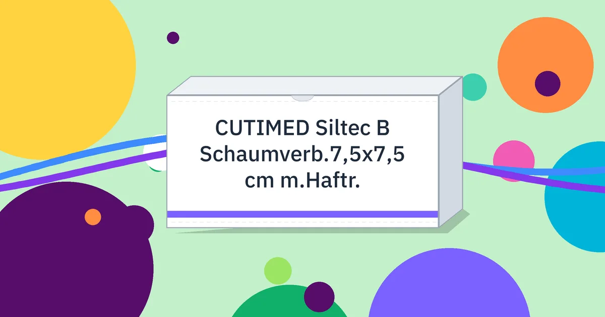Symbolbild: Packung mit der Aufschrift CUTIMED Siltec B Schaumverb.7,5x7,5 cm m.Haftr. (PZN 19694637) – Verfügbarkeit und Bezug in Apotheken in Frankfurt am Main