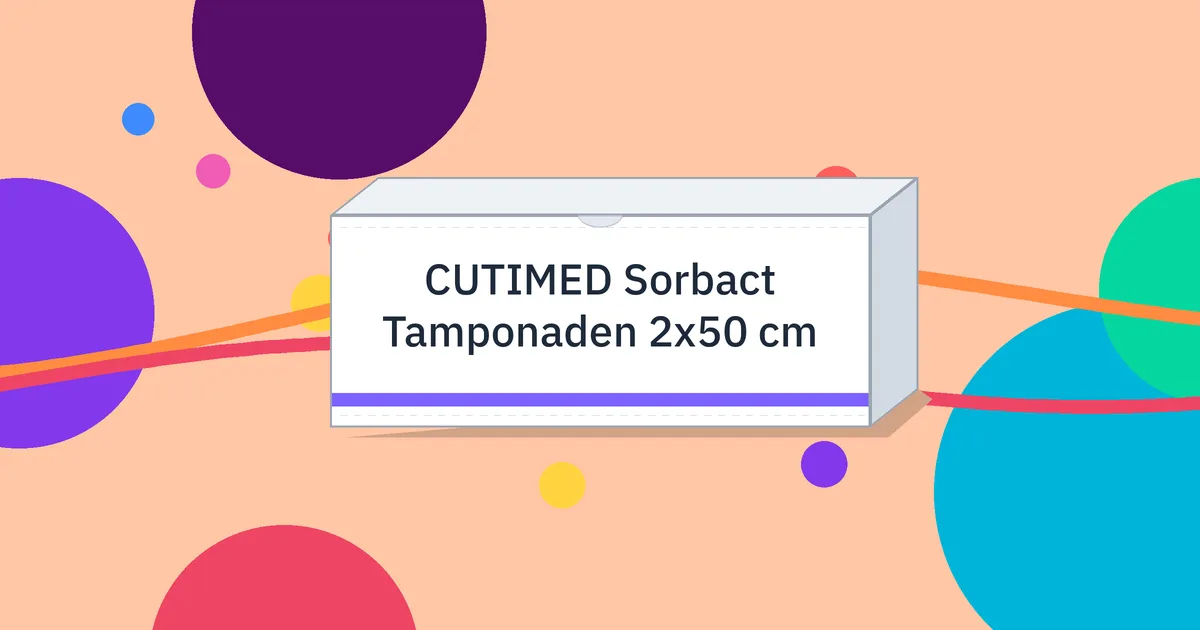 Symbolbild: Packung mit der Aufschrift CUTIMED Sorbact Tamponaden 2x50 cm (PZN 10741944) – Verfügbarkeit und Bezug in Apotheken in Frankfurt am Main