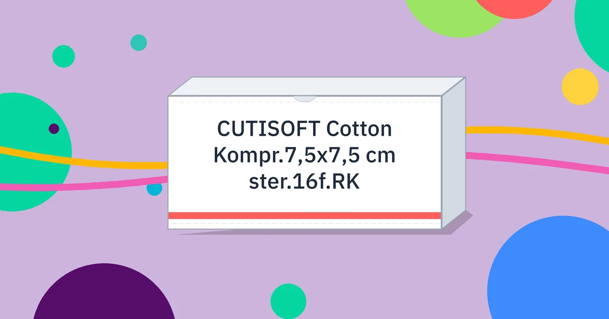 Symbolbild: Packung mit der Aufschrift CUTISOFT Cotton Kompr.7,5x7,5 cm ster.16f.RK (PZN 03898349) – Verfügbarkeit und Bezug in Apotheken in Frankfurt am Main