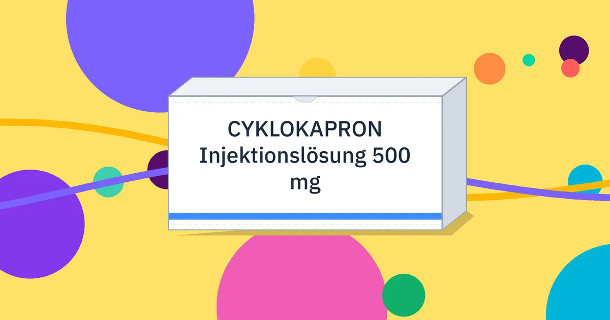 Symbolbild: Packung mit der Aufschrift CYKLOKAPRON Injektionslösung 500 mg (PZN 07778174) – Verfügbarkeit und Bezug in Apotheken in Frankfurt am Main