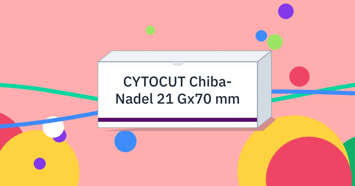 Symbolbild: Packung mit der Aufschrift CYTOCUT Chiba-Nadel 21 Gx70 mm (PZN 19735388) – Verfügbarkeit und Bezug in Apotheken in Frankfurt am Main