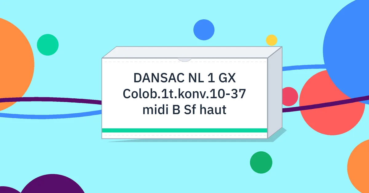 Symbolbild: Packung mit der Aufschrift DANSAC NL 1 GX Colob.1t.konv.10-37 midi B Sf haut (PZN 10945813) – Verfügbarkeit und Bezug in Apotheken in Frankfurt am Main