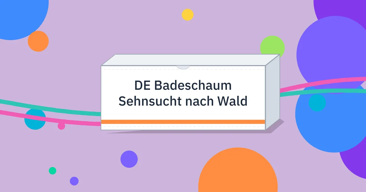 Symbolbild: Packung mit der Aufschrift DE Badeschaum Sehnsucht nach Wald (PZN 19687436) – Verfügbarkeit und Bezug in Apotheken in Frankfurt am Main