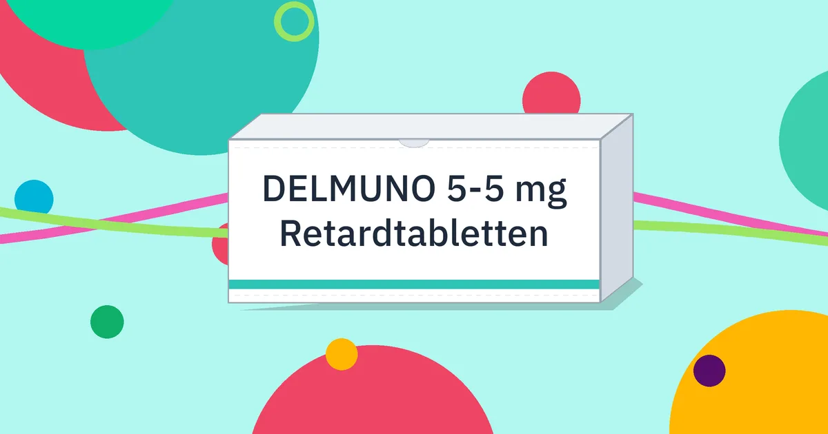 Symbolbild: Packung mit der Aufschrift DELMUNO 5-5 mg Retardtabletten (PZN 17602128) – Verfügbarkeit und Bezug in Apotheken in Frankfurt am Main