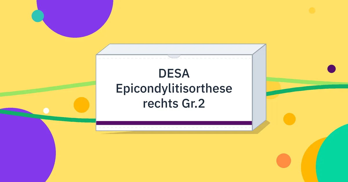 Symbolbild: Packung mit der Aufschrift DESA Epicondylitisorthese rechts Gr.2 (PZN 11098002) – Verfügbarkeit und Bezug in Apotheken in Frankfurt am Main