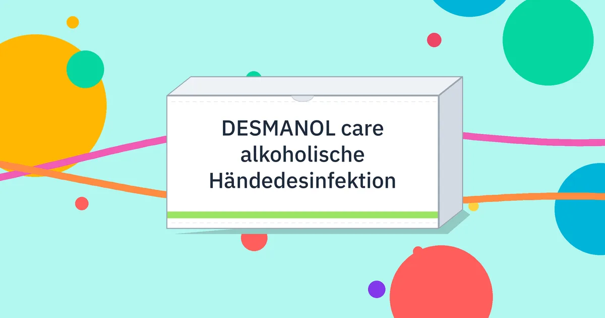 Symbolbild: Packung mit der Aufschrift DESMANOL care alkoholische Händedesinfektion (PZN 12427838) – Verfügbarkeit und Bezug in Apotheken in Frankfurt am Main