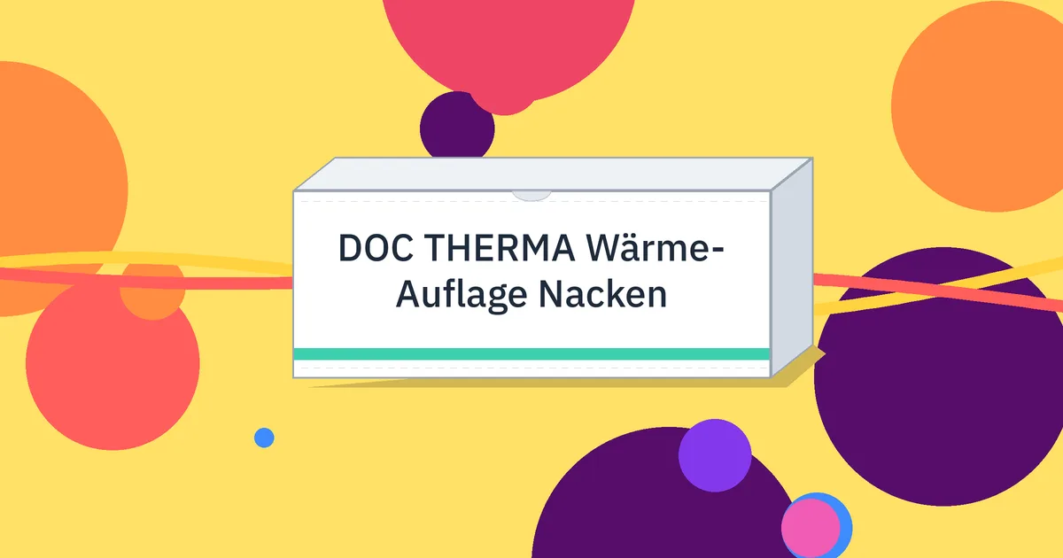 Symbolbild: Packung mit der Aufschrift DOC THERMA Wärme-Auflage Nacken (PZN 18017165) – Verfügbarkeit und Bezug in Apotheken in Frankfurt am Main