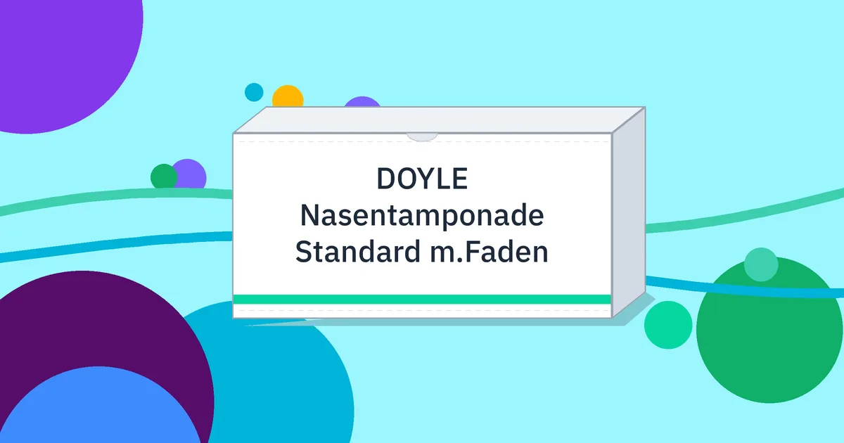 Symbolbild: Packung mit der Aufschrift DOYLE Nasentamponade Standard m.Faden (PZN 06592444) – Verfügbarkeit und Bezug in Apotheken in Frankfurt am Main