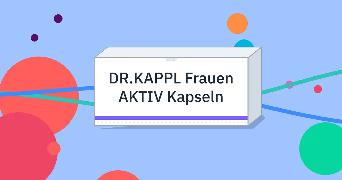 Symbolbild: Packung mit der Aufschrift DR.KAPPL Frauen AKTIV Kapseln (PZN 18324080) – Verfügbarkeit und Bezug in Apotheken in Frankfurt am Main