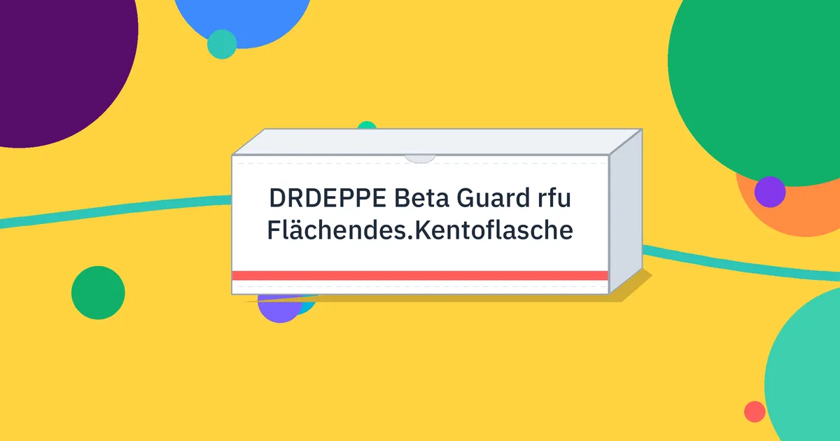 Symbolbild: Packung mit der Aufschrift DRDEPPE Beta Guard rfu Flächendes.Kentoflasche (PZN 20410622) – Verfügbarkeit und Bezug in Apotheken in Frankfurt am Main