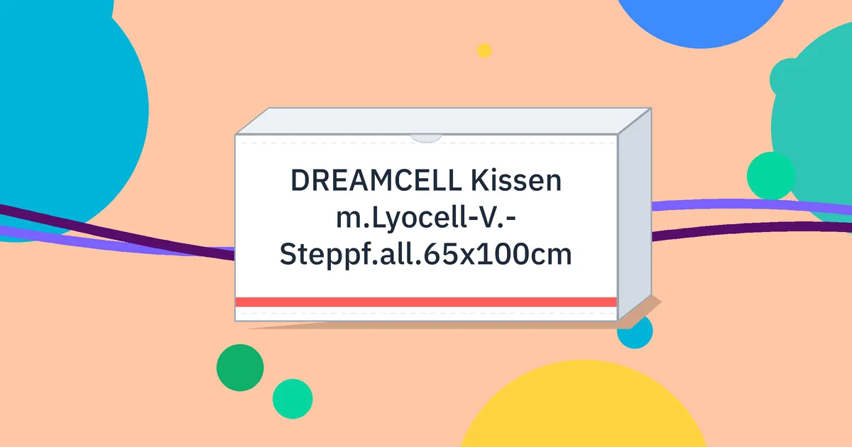 Symbolbild: Packung mit der Aufschrift DREAMCELL Kissen m.Lyocell-V.-Steppf.all.65x100cm (PZN 16894904) – Verfügbarkeit und Bezug in Apotheken in Frankfurt am Main
