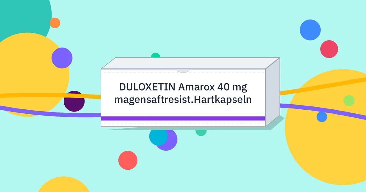 Symbolbild: Packung mit der Aufschrift DULOXETIN Amarox 40 mg magensaftresist.Hartkapseln (PZN 17932251) – Verfügbarkeit und Bezug in Apotheken in Frankfurt am Main