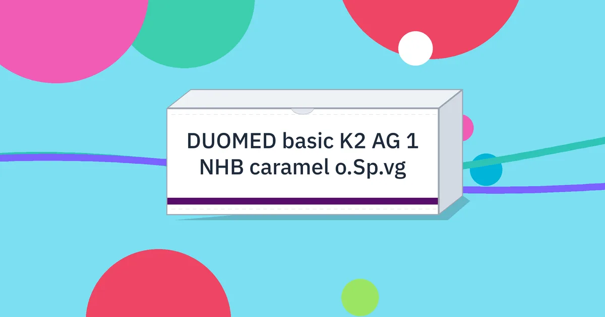 Symbolbild: Packung mit der Aufschrift DUOMED basic K2 AG 1 NHB caramel o.Sp.vg (PZN 20908635) – Verfügbarkeit und Bezug in Apotheken in Frankfurt am Main