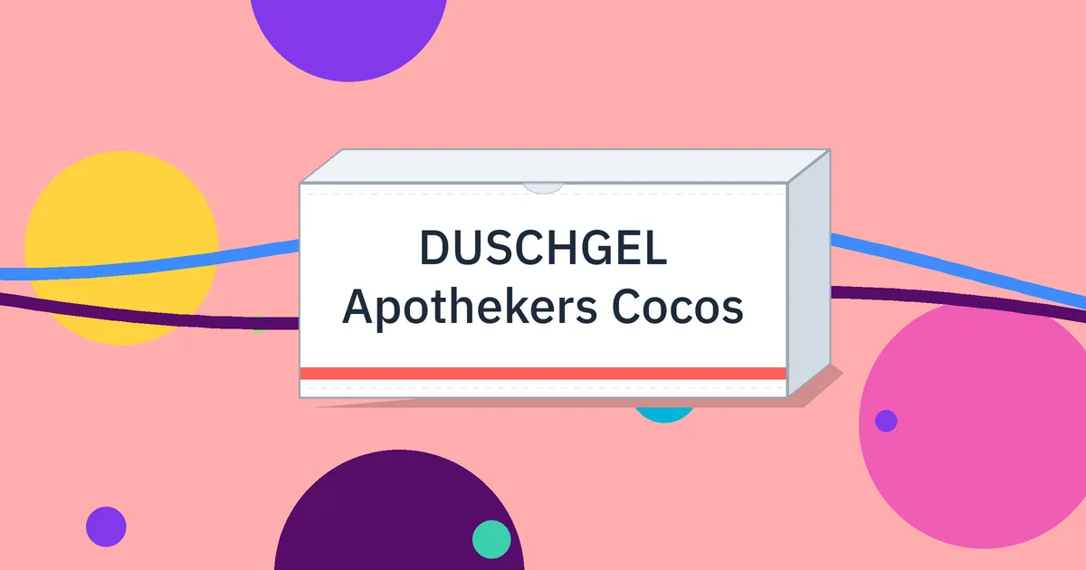 Symbolbild: Packung mit der Aufschrift DUSCHGEL Apothekers Cocos (PZN 20941851) – Verfügbarkeit und Bezug in Apotheken in Frankfurt am Main