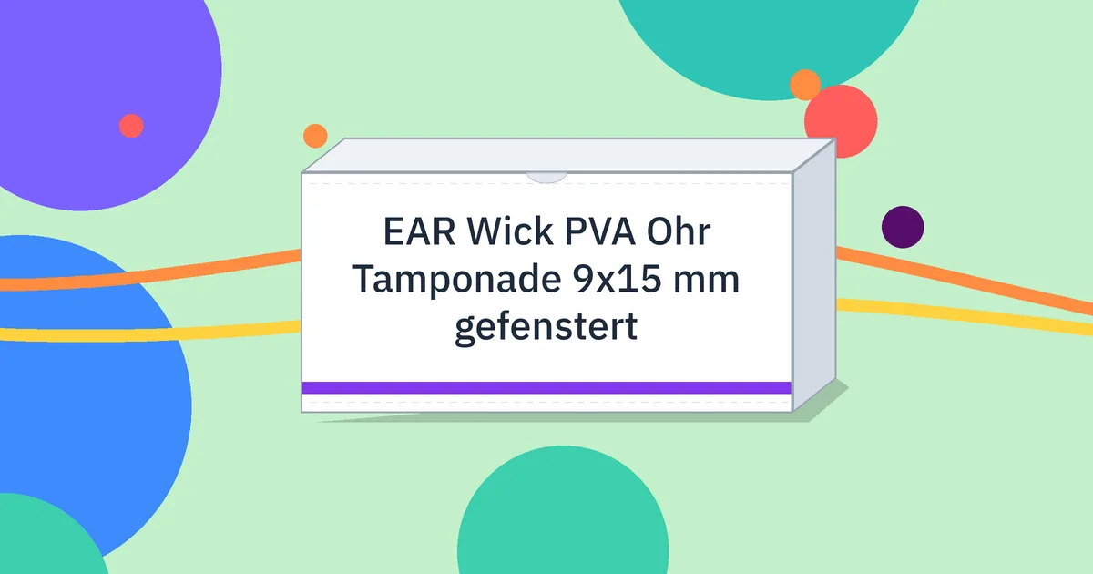 Symbolbild: Packung mit der Aufschrift EAR Wick PVA Ohr Tamponade 9x15 mm gefenstert (PZN 20190379) – Verfügbarkeit und Bezug in Apotheken in Frankfurt am Main