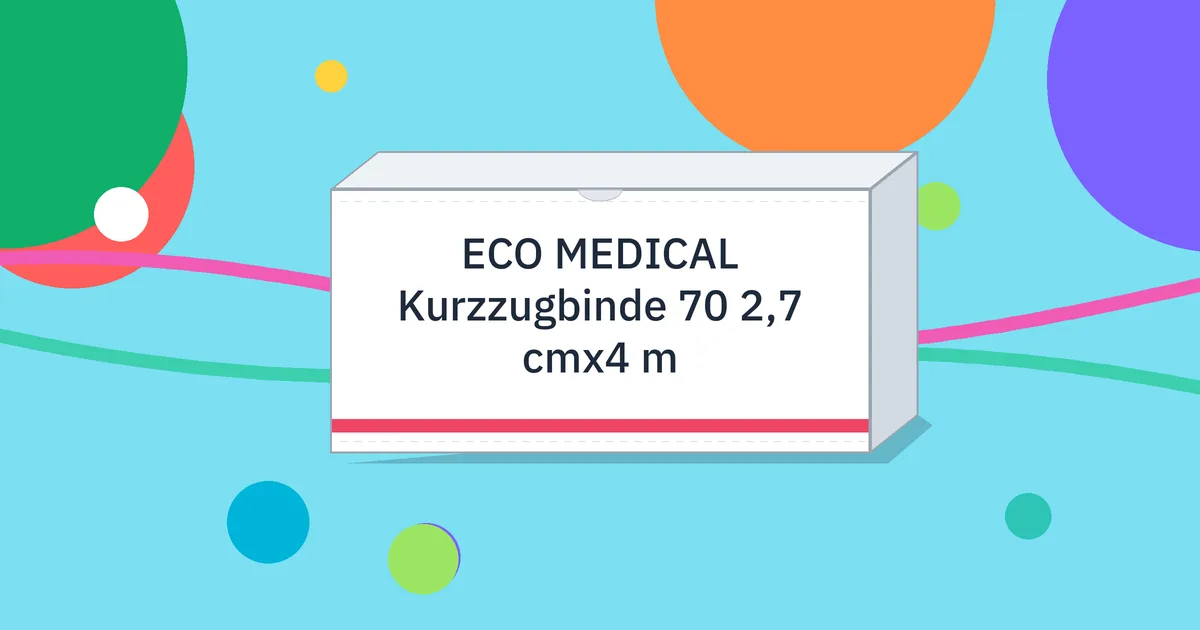 Symbolbild: Packung mit der Aufschrift ECO MEDICAL Kurzzugbinde 70 2,7 cmx4 m (PZN 10749650) – Verfügbarkeit und Bezug in Apotheken in Frankfurt am Main