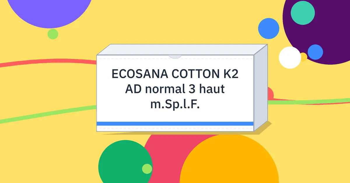 Symbolbild: Packung mit der Aufschrift ECOSANA COTTON K2 AD normal 3 haut m.Sp.l.F. (PZN 16947670) – Verfügbarkeit und Bezug in Apotheken in Frankfurt am Main
