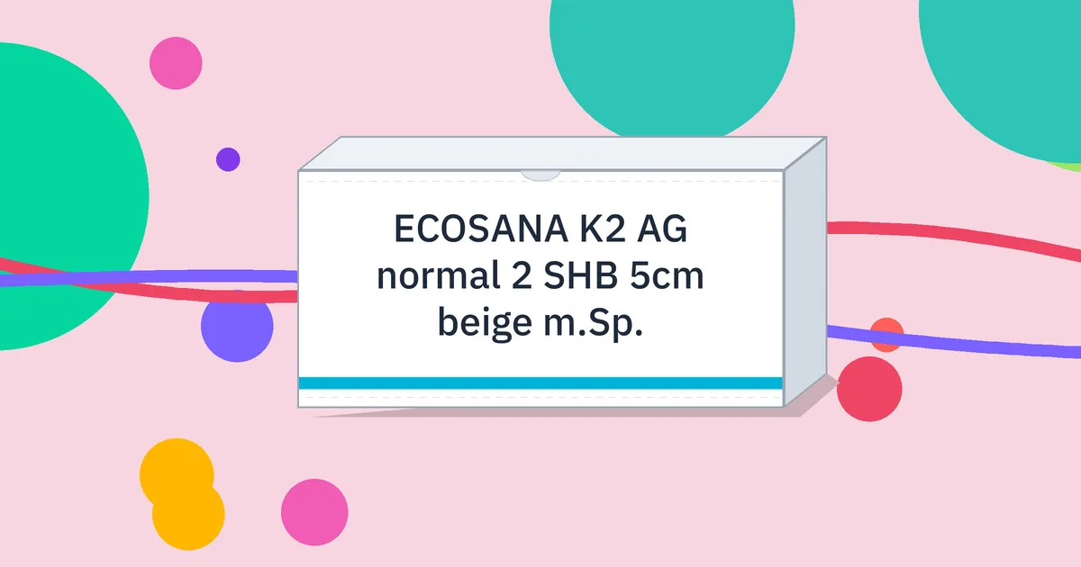 Symbolbild: Packung mit der Aufschrift ECOSANA K2 AG normal 2 SHB 5cm beige m.Sp. (PZN 01390701) – Verfügbarkeit und Bezug in Apotheken in Frankfurt am Main
