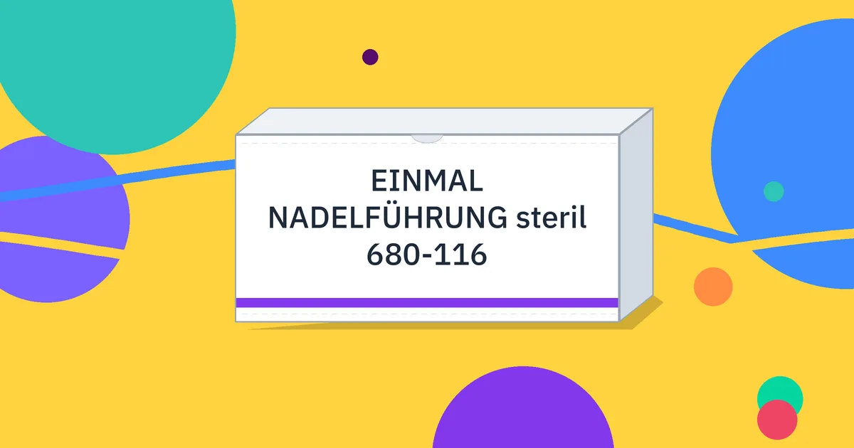 Symbolbild: Packung mit der Aufschrift EINMAL NADELFÜHRUNG steril 680-116 (PZN 16258657) – Verfügbarkeit und Bezug in Apotheken in Frankfurt am Main