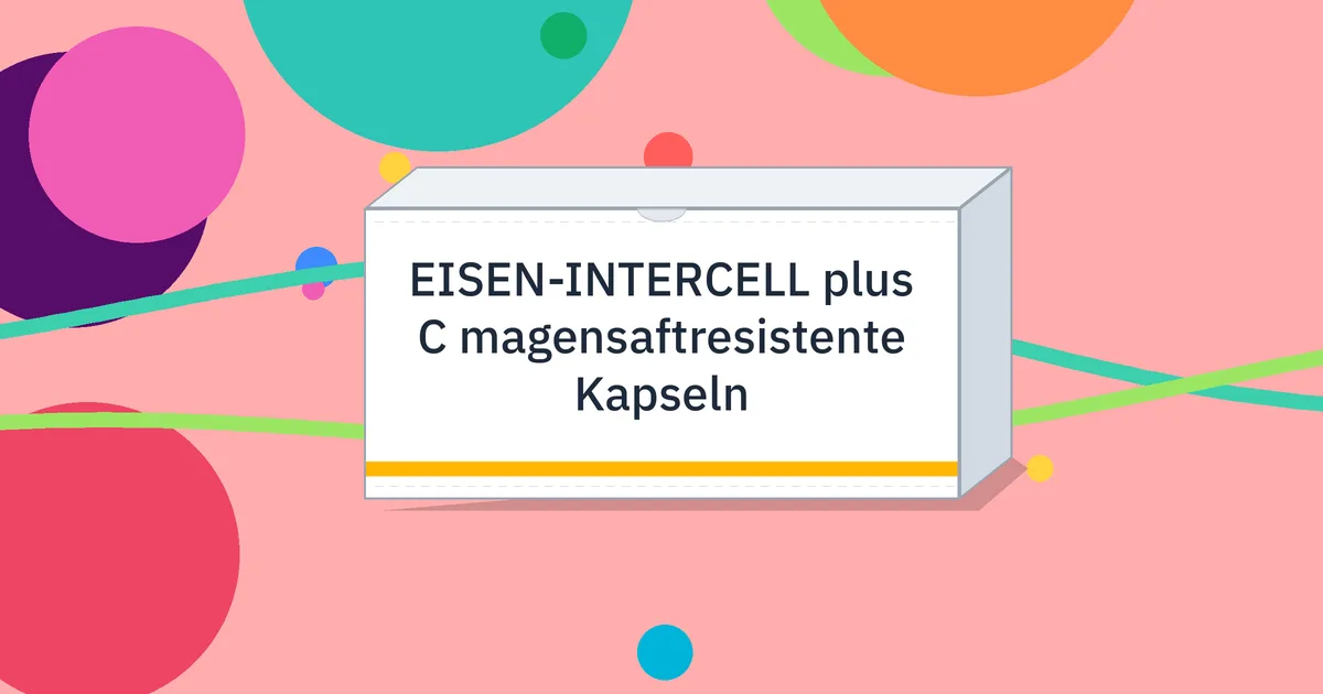 Symbolbild: Packung mit der Aufschrift EISEN-INTERCELL plus C magensaftresistente Kapseln (PZN 19275544) – Verfügbarkeit und Bezug in Apotheken in Frankfurt am Main