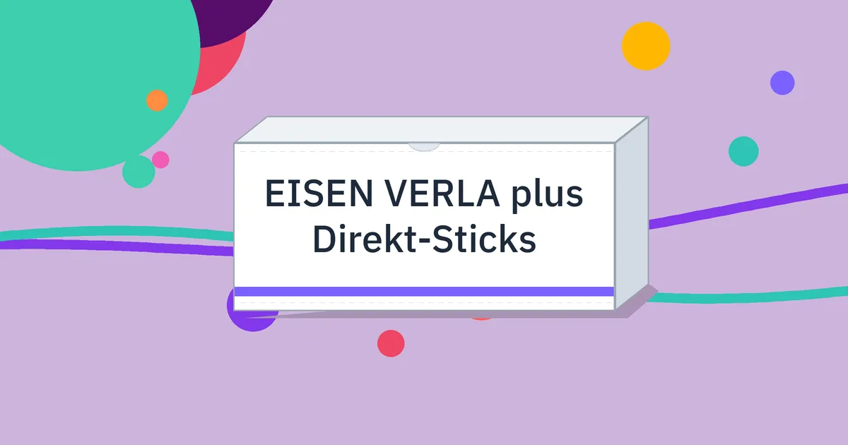 Symbolbild: Packung mit der Aufschrift EISEN VERLA plus Direkt-Sticks (PZN 11125058) – Verfügbarkeit und Bezug in Apotheken in Frankfurt am Main