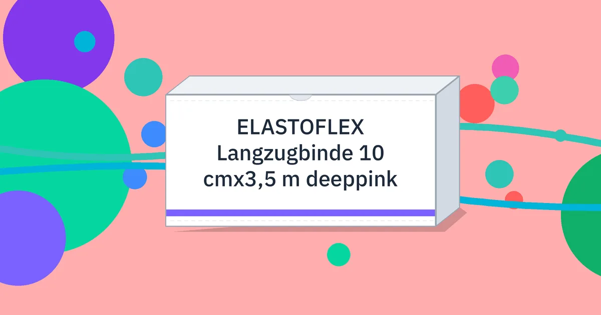 Symbolbild: Packung mit der Aufschrift ELASTOFLEX Langzugbinde 10 cmx3,5 m deeppink (PZN 17175376) – Verfügbarkeit und Bezug in Apotheken in Frankfurt am Main