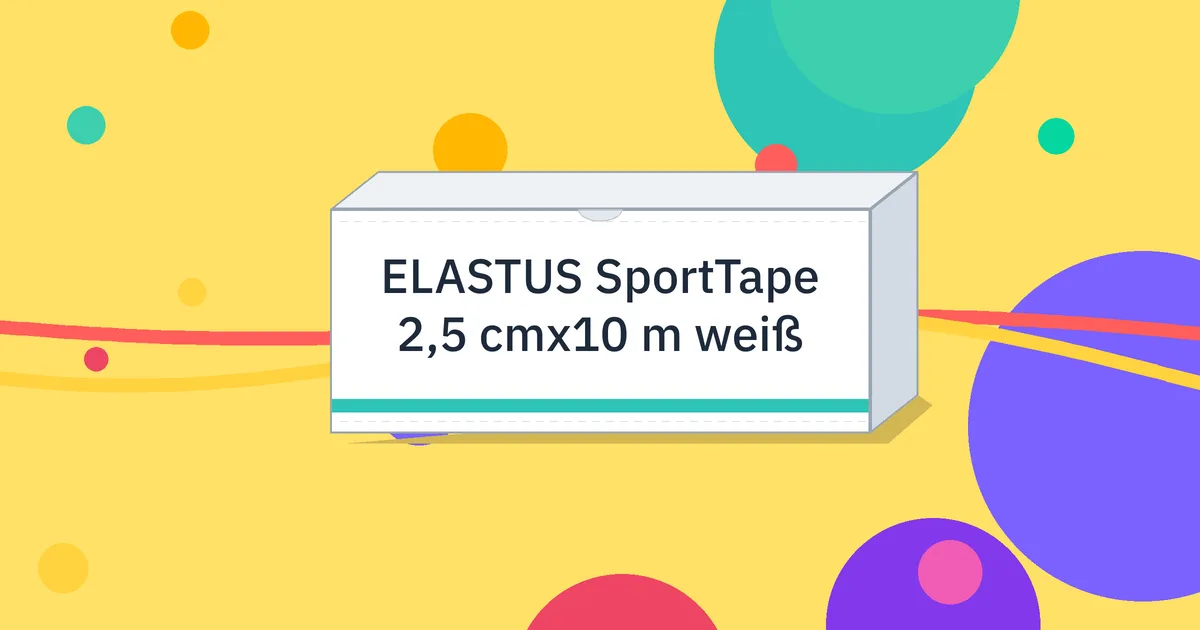 Symbolbild: Packung mit der Aufschrift ELASTUS SportTape 2,5 cmx10 m weiß (PZN 12868548) – Verfügbarkeit und Bezug in Apotheken in Frankfurt am Main