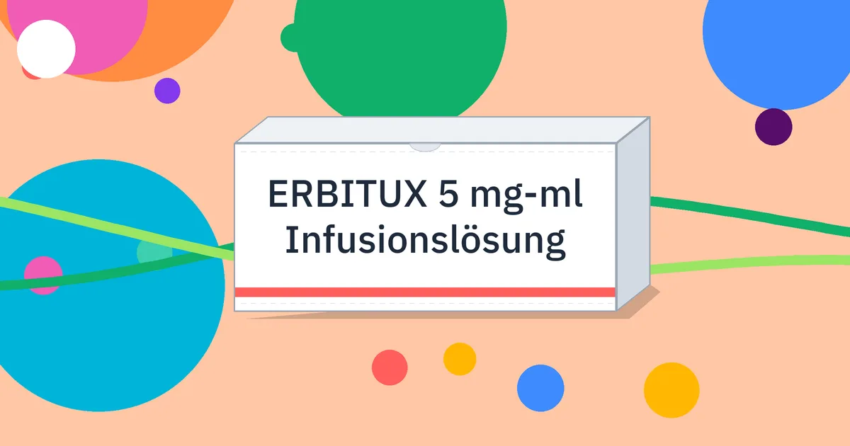 Symbolbild: Packung mit der Aufschrift ERBITUX 5 mg-ml Infusionslösung (PZN 14293974) – Verfügbarkeit und Bezug in Apotheken in Frankfurt am Main