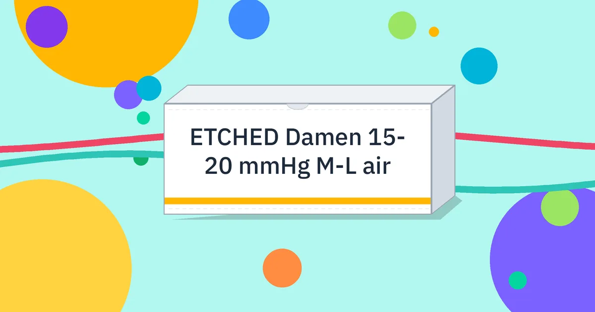 Symbolbild: Packung mit der Aufschrift ETCHED Damen 15-20 mmHg M-L air (PZN 20112304) – Verfügbarkeit und Bezug in Apotheken in Frankfurt am Main