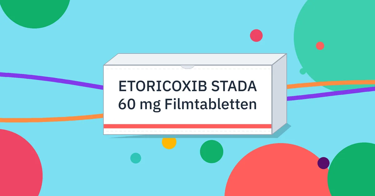 Symbolbild: Packung mit der Aufschrift ETORICOXIB STADA 60 mg Filmtabletten (PZN 11853013) – Verfügbarkeit und Bezug in Apotheken in Frankfurt am Main
