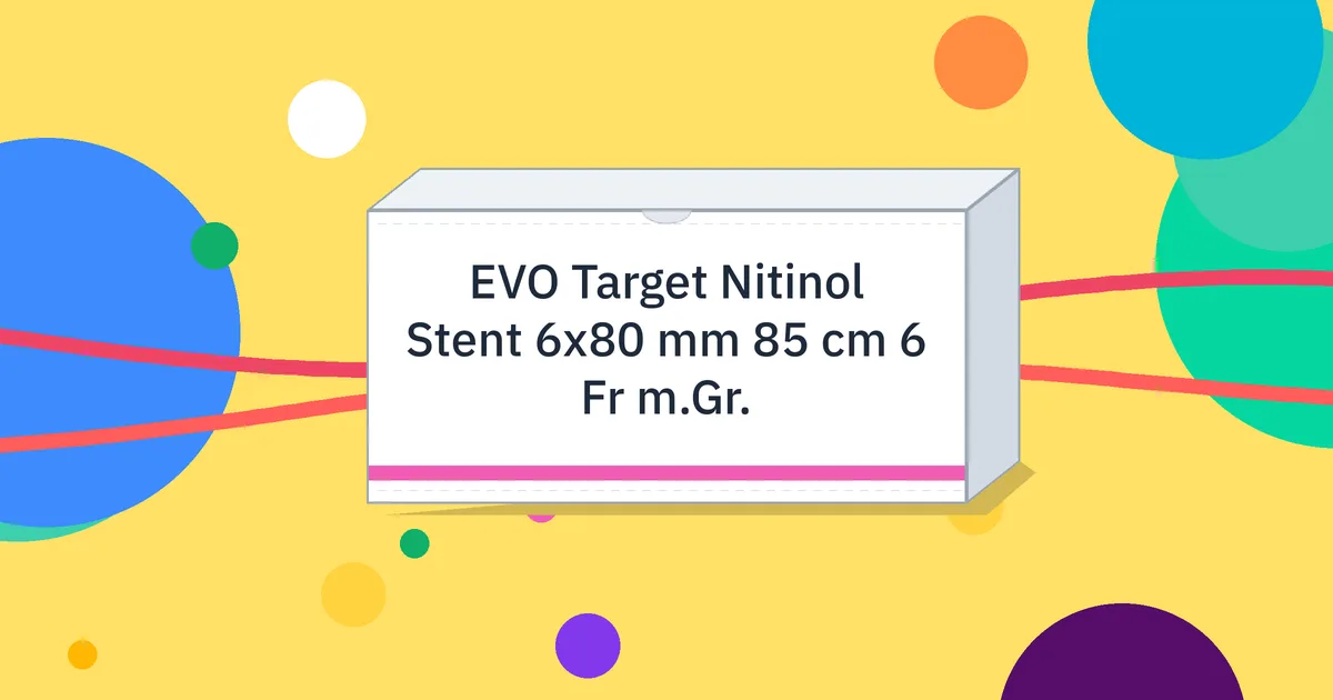 Symbolbild: Packung mit der Aufschrift EVO Target Nitinol Stent 6x80 mm 85 cm 6 Fr m.Gr. (PZN 00100807) – Verfügbarkeit und Bezug in Apotheken in Frankfurt am Main