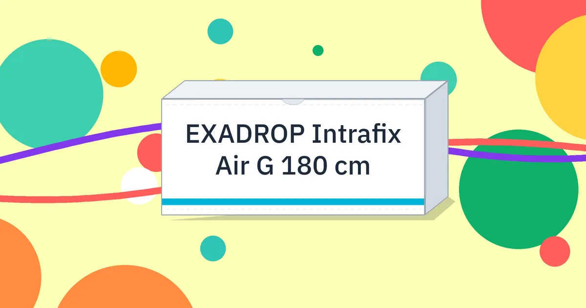 Symbolbild: Packung mit der Aufschrift EXADROP Intrafix Air G 180 cm (PZN 01491767) – Verfügbarkeit und Bezug in Apotheken in Frankfurt am Main