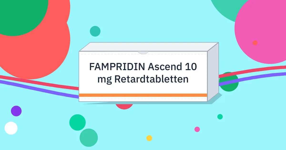 Symbolbild: Packung mit der Aufschrift FAMPRIDIN Ascend 10 mg Retardtabletten (PZN 20006080) – Verfügbarkeit und Bezug in Apotheken in Frankfurt am Main