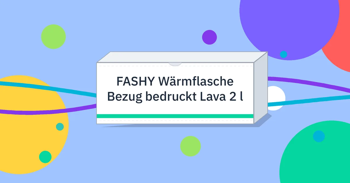 Symbolbild: Packung mit der Aufschrift FASHY Wärmflasche Bezug bedruckt Lava 2 l (PZN 18026419) – Verfügbarkeit und Bezug in Apotheken in Frankfurt am Main