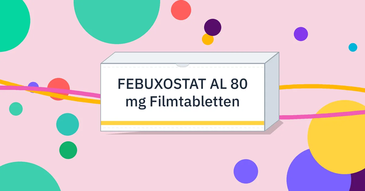 Symbolbild: Packung mit der Aufschrift FEBUXOSTAT AL 80 mg Filmtabletten (PZN 14286460) – Verfügbarkeit und Bezug in Apotheken in Frankfurt am Main