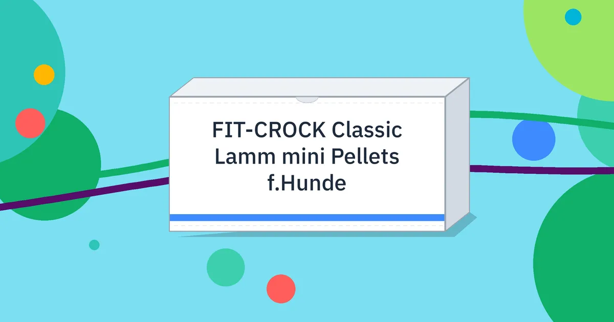 Symbolbild: Packung mit der Aufschrift FIT-CROCK Classic Lamm mini Pellets f.Hunde (PZN 15377696) – Verfügbarkeit und Bezug in Apotheken in Frankfurt am Main