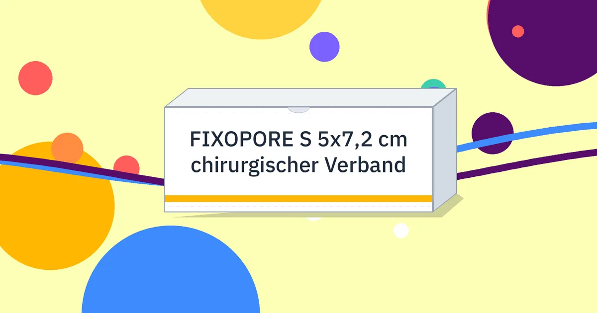 Symbolbild: Packung mit der Aufschrift FIXOPORE S 5x7,2 cm chirurgischer Verband (PZN 20523993) – Verfügbarkeit und Bezug in Apotheken in Frankfurt am Main