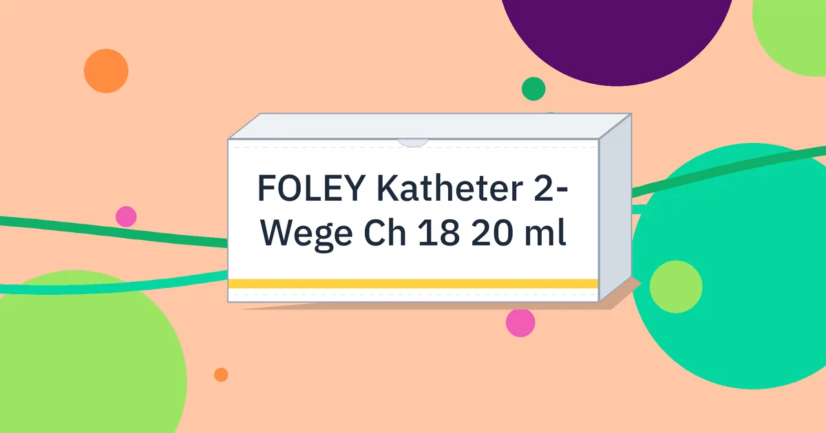 Symbolbild: Packung mit der Aufschrift FOLEY Katheter 2-Wege Ch 18 20 ml (PZN 14333188) – Verfügbarkeit und Bezug in Apotheken in Frankfurt am Main