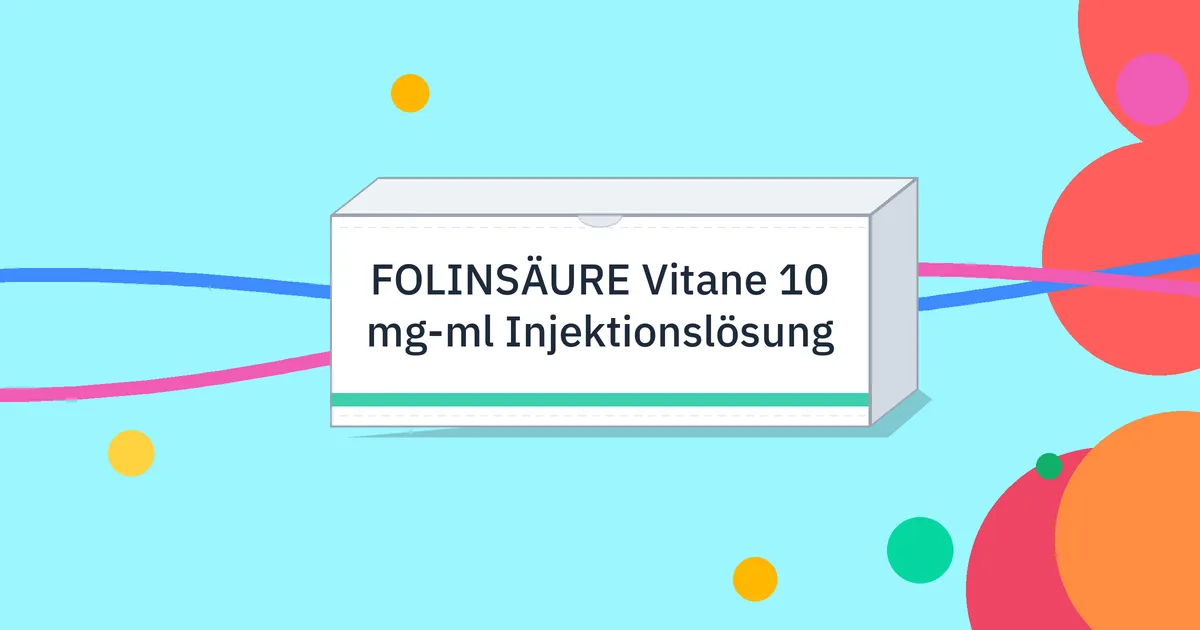 Symbolbild: Packung mit der Aufschrift FOLINSÄURE Vitane 10 mg-ml Injektionslösung (PZN 11289127) – Verfügbarkeit und Bezug in Apotheken in Frankfurt am Main