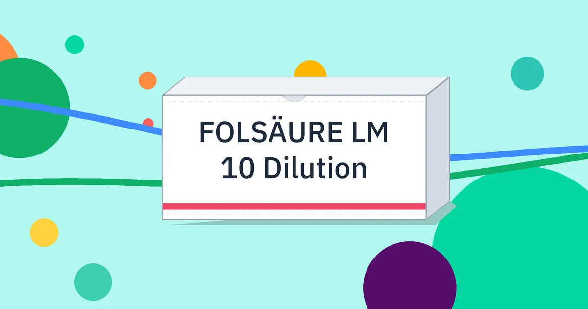 Symbolbild: Packung mit der Aufschrift FOLSÄURE LM 10 Dilution (PZN 12873093) – Verfügbarkeit und Bezug in Apotheken in Frankfurt am Main