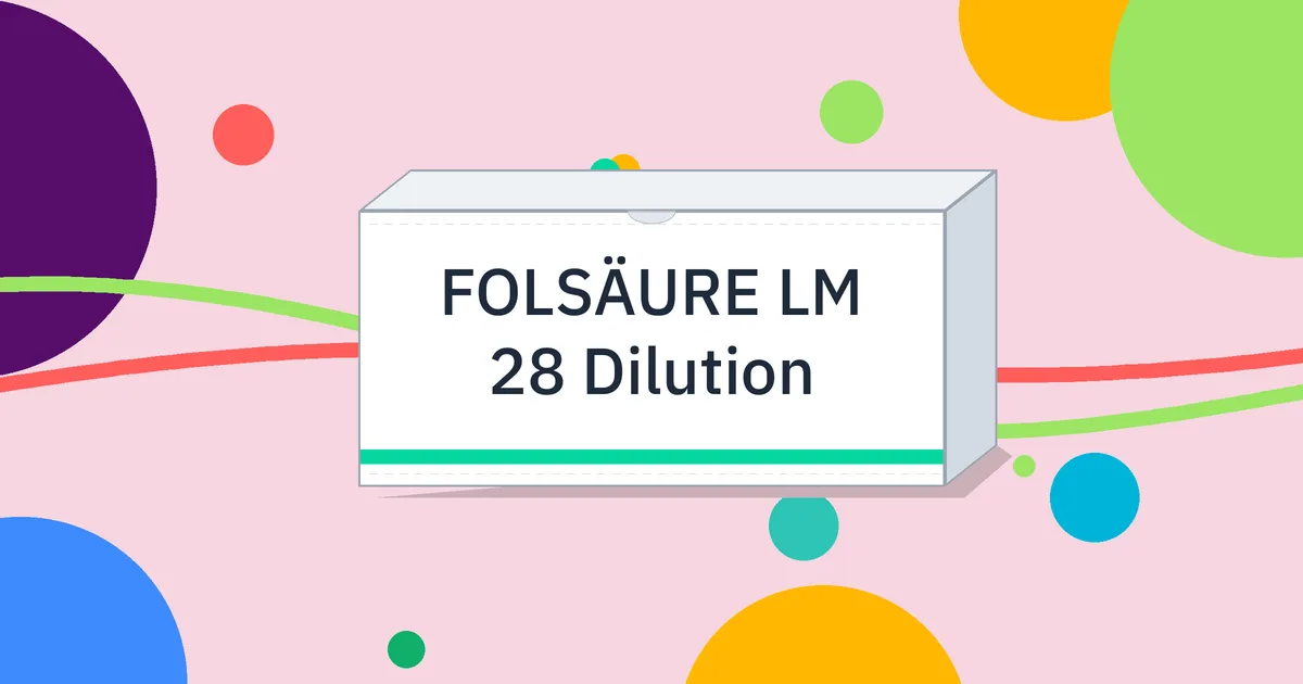 Symbolbild: Packung mit der Aufschrift FOLSÄURE LM 28 Dilution (PZN 12873325) – Verfügbarkeit und Bezug in Apotheken in Frankfurt am Main