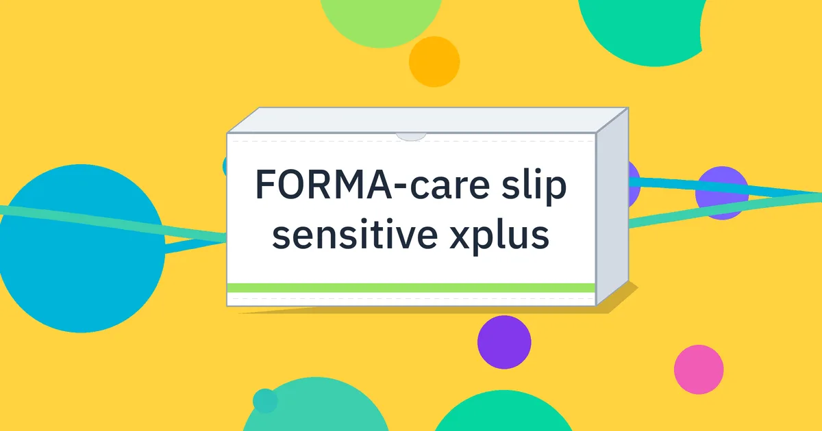 Symbolbild: Packung mit der Aufschrift FORMA-care slip sensitive xplus (PZN 08907432) – Verfügbarkeit und Bezug in Apotheken in Frankfurt am Main